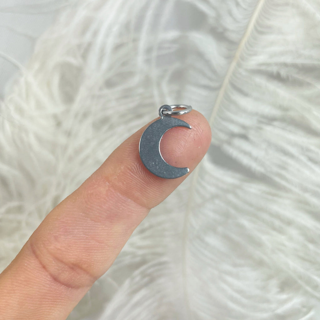 Moon Charm, Stainless Steel Crescent Moon Charm, Add on Charms, Necklace Charm, Bracelet Charm ...