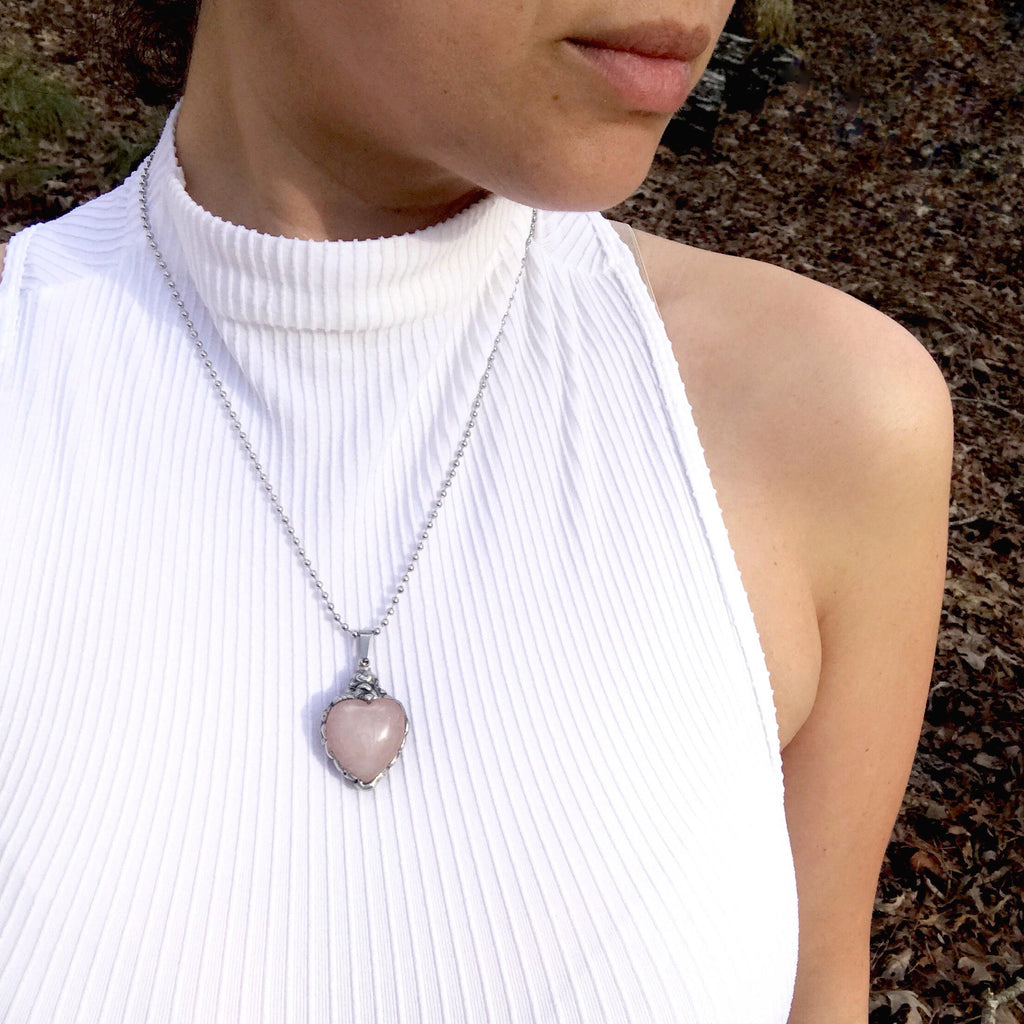 Pink Rose Quartz Heart Urn Necklace | Sacred Spirit Relics