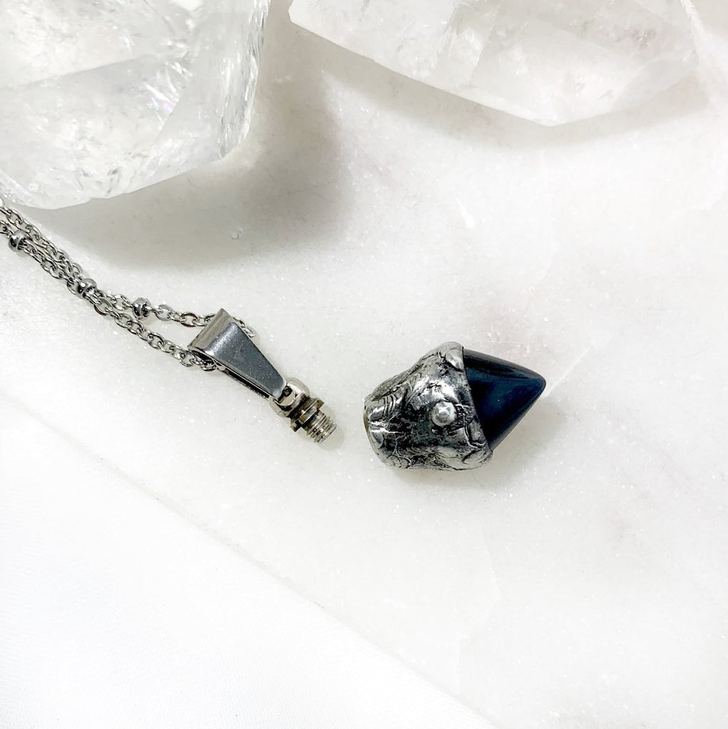 Small Obsidian Point Urn Necklace | Sacred Spirit Relics