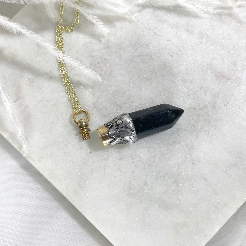 Mix Metal Black Crystal Urn Necklace | Sacred Spirit Relics