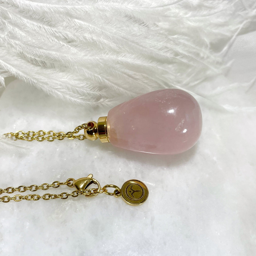Gold Rose Quartz Urn Necklace | Sacred Spirit Relics