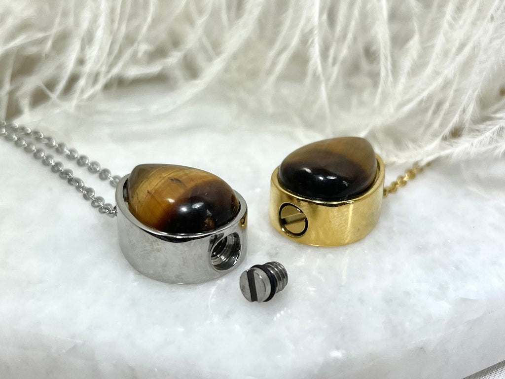 Tigers Eye Tear Urn Necklace | Sacred Spirit Relics