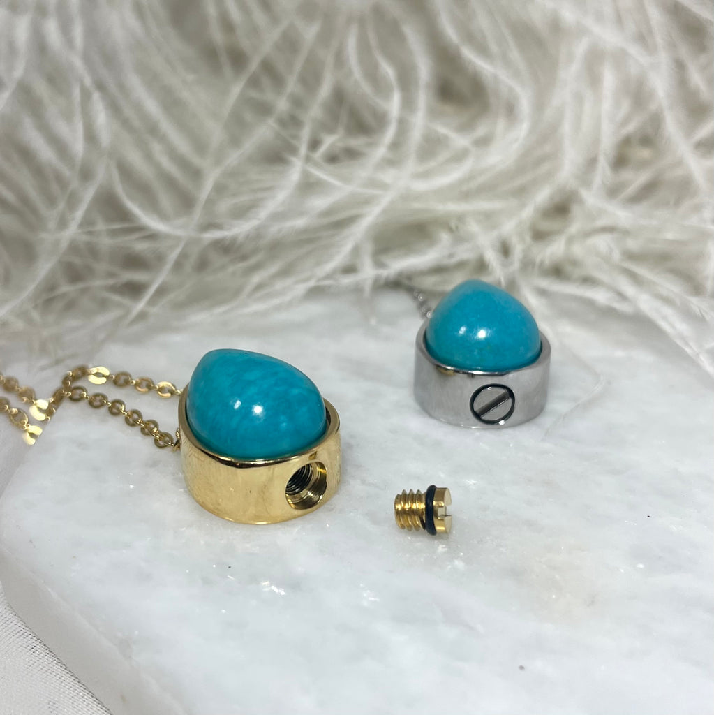 Turquoise Howlite Tear Urn Necklace | Sacred Spirit Relics