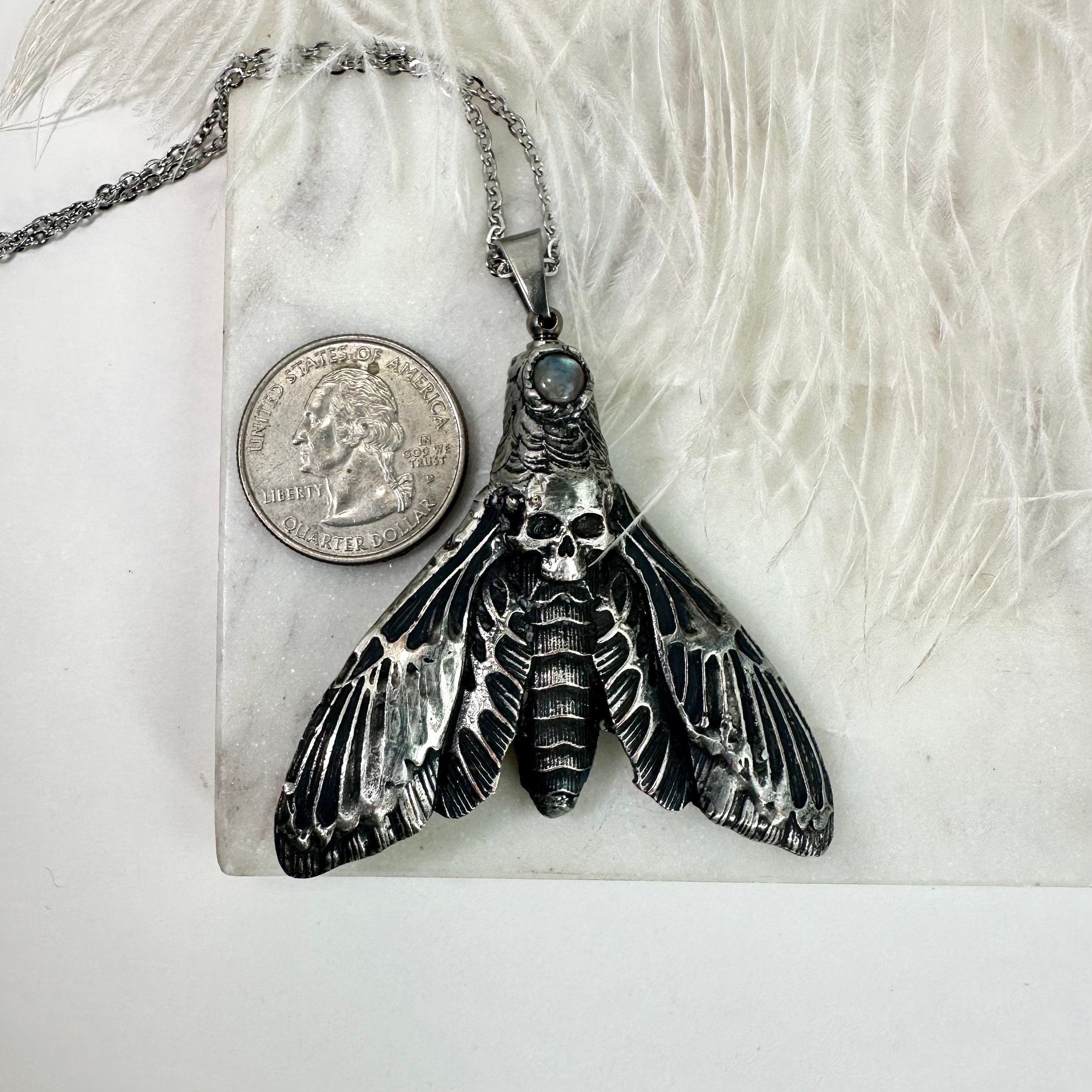 Death Head Hawk Moth Cremation Necklace Sacred Spirit Relics
